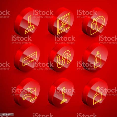 세트 라인 고무 플런저 창문 용 클리너 식기 세척액 병 스폰지 산업 금속 파이프 수도꼭지 및 진공 아이콘 벡터 3차원 형태에 대한 스톡 벡터 아트 및 기타 이미지 Istock