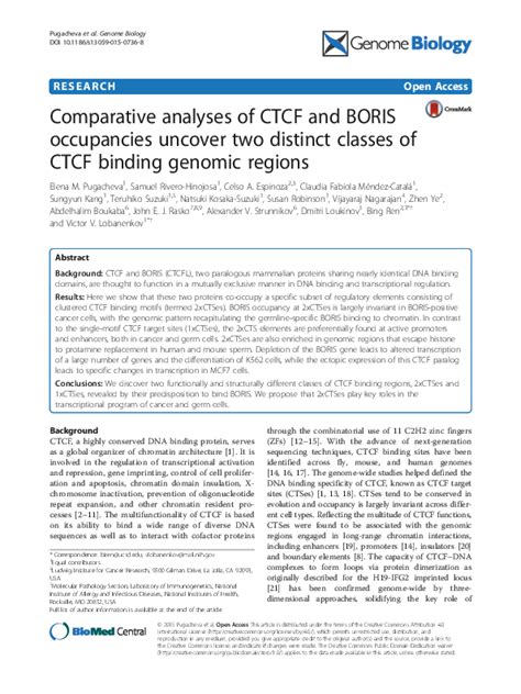 pdf two distinct classes of ctcf binding regions uncovered by ctcfl