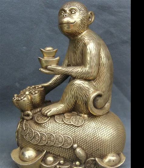6711154129 Chinese Fengshui Brass Zodiac Year Monkey Yuanbao Money