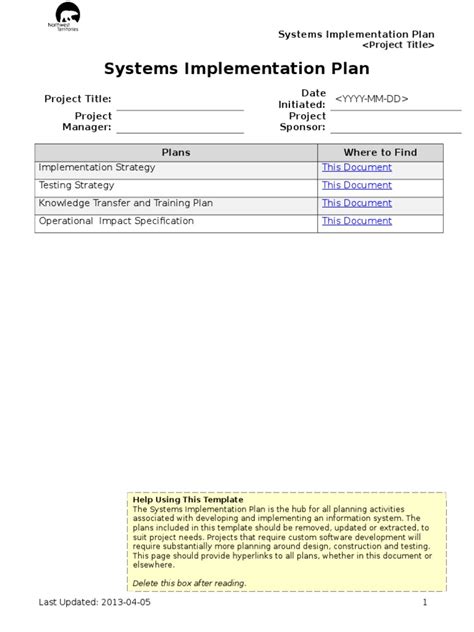 Systems Implementation Plan Implementation Strategic Management