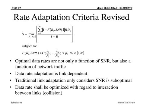 the system issues of rate adaptation ppt download