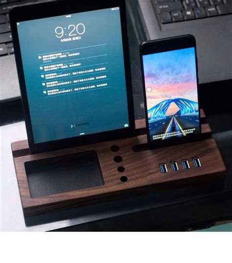 Multi Functional Black Walnut Wood Usb Hub WoodOrganize