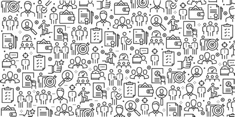 트렌디한 선형 스타일인적 자원에 대 한 디자인 서식 파일의 요소 벡터 세트 선형 아이콘으로 원활한 패턴 관련 인적 자원벡터 인적 자원에 대한 스톡 벡터 아트 및 기타 이미지