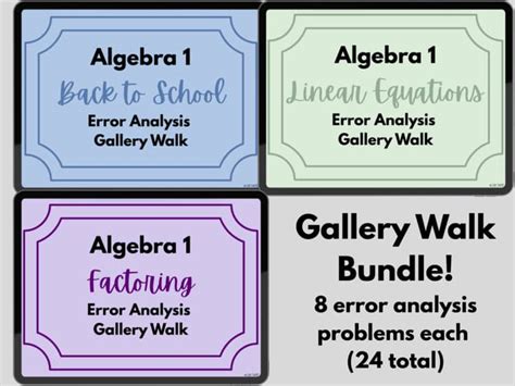 Algebra 1 Error Analysis Gallery Walk Bundle Review Linear Equations Factoring