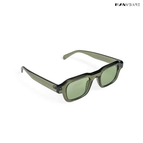 Lilrecta Green Rectangle Sunglasses Rb2526 Rawbare — Rawbare