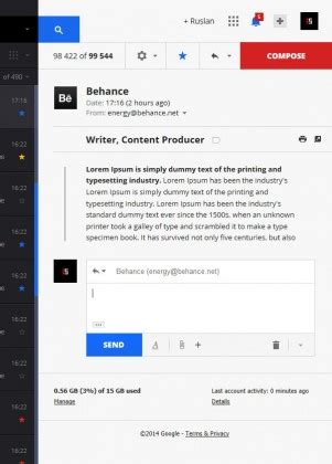 Unofficial Google Gmail Redesign Concept By Ruslan Aliev