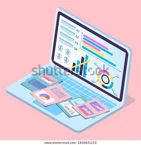 3d Isometric Laptop Data Analytics Increase Stock Vector Royalty Free 1806835210 Shutterstock