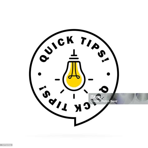 빠른 팁 전구 엠블럼으로 메시지 버블을 서클합니다 비즈니스 및 광고를위한 배너 디자인 벡터 일러스트 레이 션 느낌표에 대한 스톡 벡터 아트 및 기타 이미지 Istock