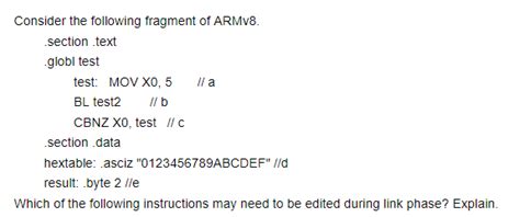 Solved Consider The Following Fragment Of ARMv8 Section Chegg Com