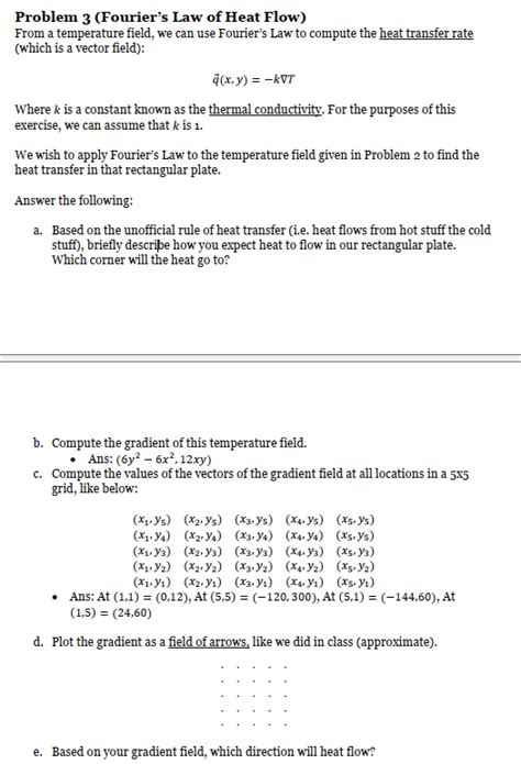 Solved Problem 3 Fouriers Law Of Heat Flow From A