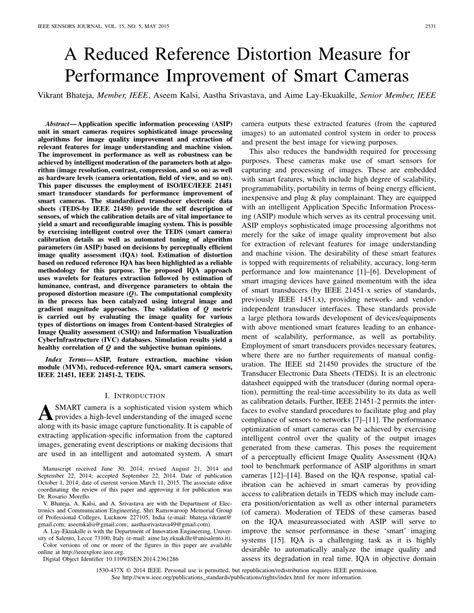 Pdf A Reduced Reference Distortion Measure For Performance