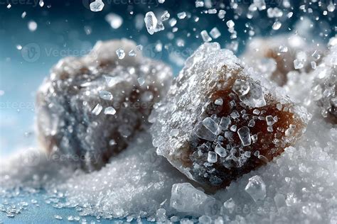 Close Up Of Sugar Cubes With Crystals For Food And Beverage Design