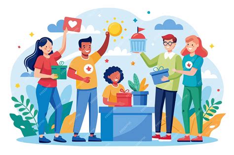 Premium Vector A Group Of People Holding Boxes And Boxes Volunteer Appreciation Day Honoring