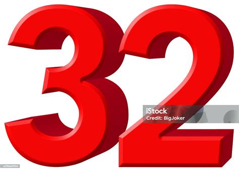 Photo Libre De Droit De Chiffre 32 Trentedeux Isolé Sur Fond Blanc Rendu 3d Banque Dimages Et