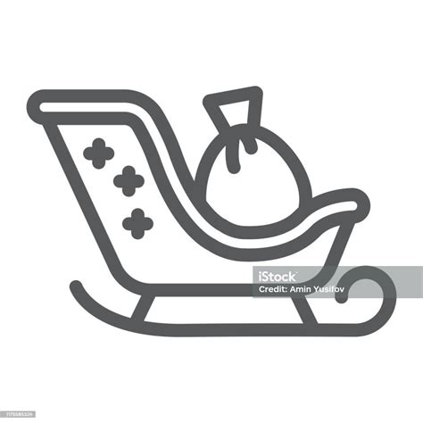 산타 클로스 썰매 라인 아이콘 크리스마스와 휴일 크리스마스 썰매 기호 벡터 그래픽 흰색 배경에 선형 패턴 0명에 대한 스톡 벡터 아트 및 기타 이미지 Istock