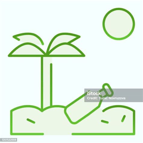 해변 쓰레기 고체 아이콘입니다 흰색에 고립 된 야자수 그림과 열대 모래 해변에 플라스틱 병 섬 플랫 비치 야자수와 바다 문말 스타일 디자인 웹 및 응용 프로그램을 위해 설계
