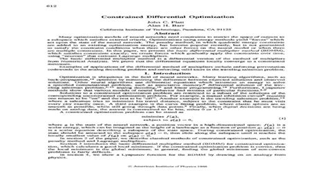 Pdf Constrained Differential Optimization · Methods Show That Various Models Of Neural