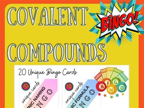 Bingo Game Covalent Compounds Naming And Formulas Review Game And Practice Teaching Resources