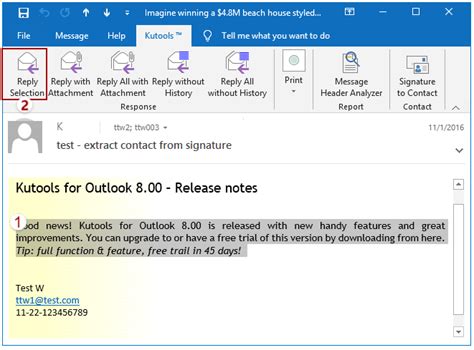 Easily Reply Email With Selected Text Only In Outlook