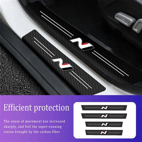 자동차 도어 임계 스커프 플레이트 탄소 섬유 씰 프로텍터 스티커 현대 N 자동 도어 엔트리 페달 가드 Aliexpress