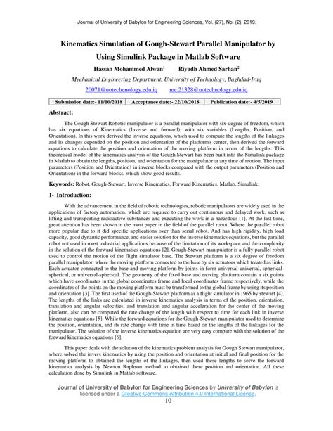 Pdf Kinematics Simulation Of Gough Stewart Parallel Manipulator By Using Simulink Package In