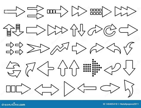 Vector Set Of Arrow Shapes Isolated On White Stock Vector Illustration Of Round Drawing