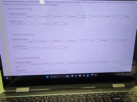 Solved Vrite The Balanced Complete Lonic Equations And Net