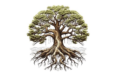 Tree With Roots Clipart Graphic By Illustrately Creative Fabrica