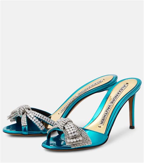 Shooting Embellished Mules In Blue Alexandre Vauthier Mytheresa