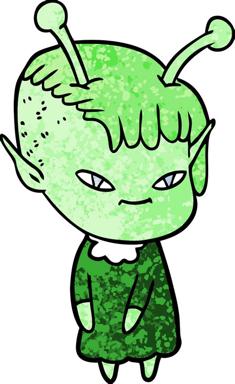 Cute Cartoon Alien Girl 12121793 Vector Art At Vecteezy