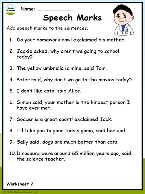 Grade 3 Speech Marks Practice Pdf