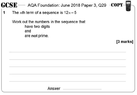 Sequences Linear Foundation Gcse Questions Aqa These Questions