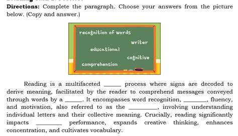 Solved Directions Complete The Paragraph Choose Your Answers From