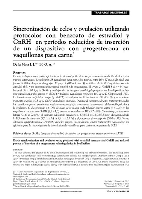 Pdf Estrus Synchronization And Ovulation Using Protocols With