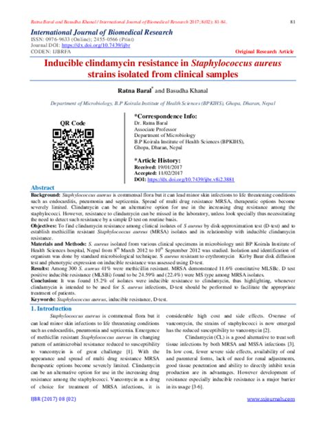 Pdf Inducible Clindamycin Resistance In Staphylococcus Aureus Strains Isolated From Clinical
