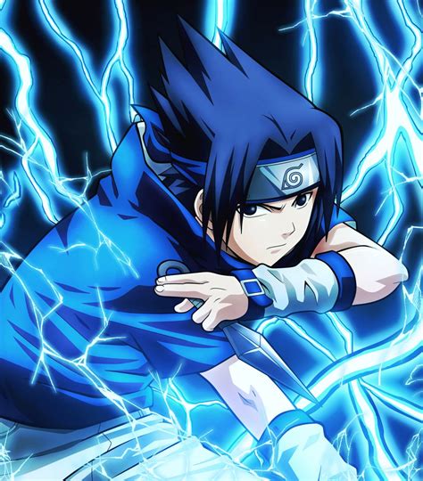 Sasuke Uchiha Sharingan Anime Character With Lightning