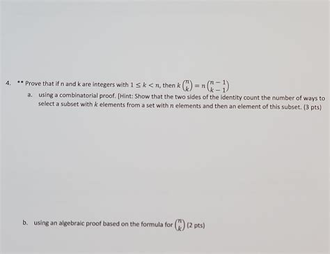 Solved Prove That If N And K Are Integers With K Chegg