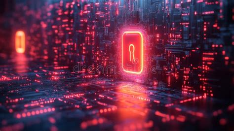 Abstract Digital Lock Representing Cybersecurity In A Futuristic Virtual Environment Stock