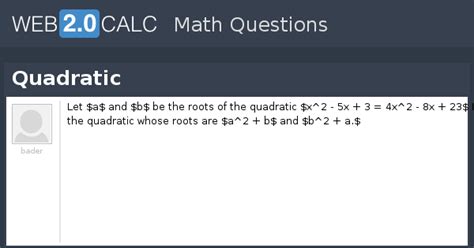 View Question Quadratic