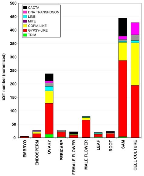 Presence Of Te Ests Of Different Te Classes In Maize Organs And