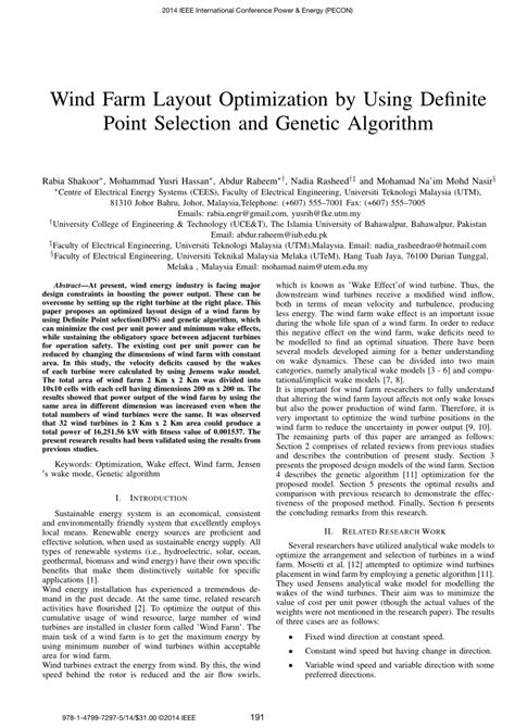 Pdf Wind Farm Layout Optimization By Using Definite Point Selection And Genetic Algorithm