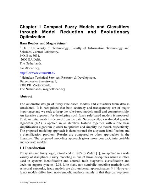 pdf chapter 1 compact fuzzy models and classifiers through model