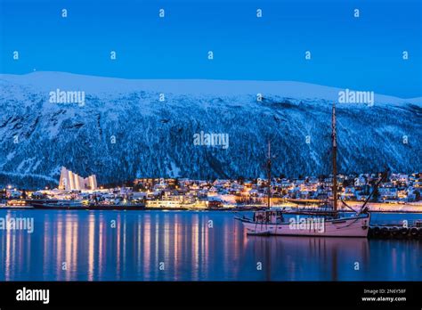 Tromso Norway March 4th 2022 View To Tromsdalen With Arctic
