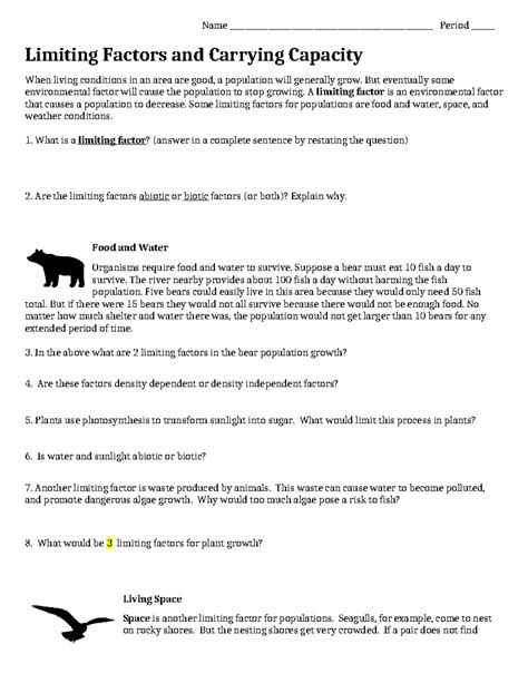 Limiting Factors And Carrying Capacity Understanding Population