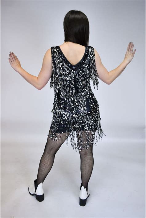 Black And Silver Sequin Fringe Dress The Costume Closet