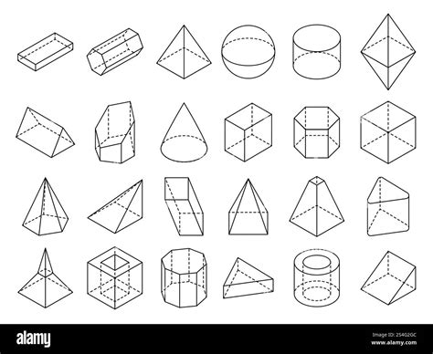 Abstract Isometric 3d Geometric Outline Shapes Vector Set 3d Isometric Geometric Shape Cube And