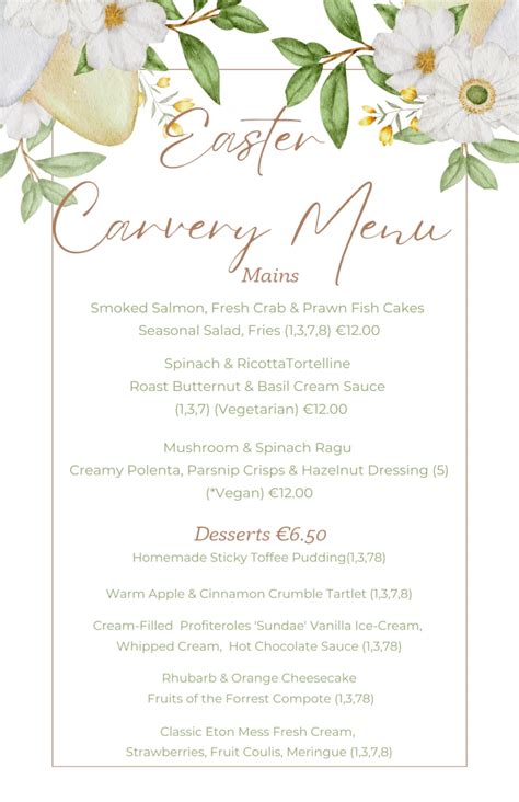 Easter Sunday Carvery Menu Served From 12pm 330pm Inthecityonthe