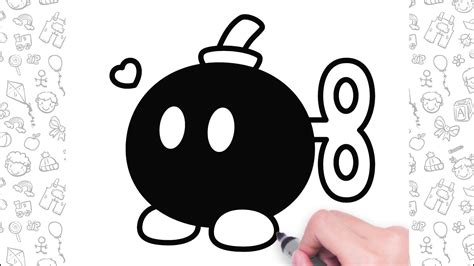 How To Draw A Bomb Step By Step Easy Super Mario Bob Omb Drawing