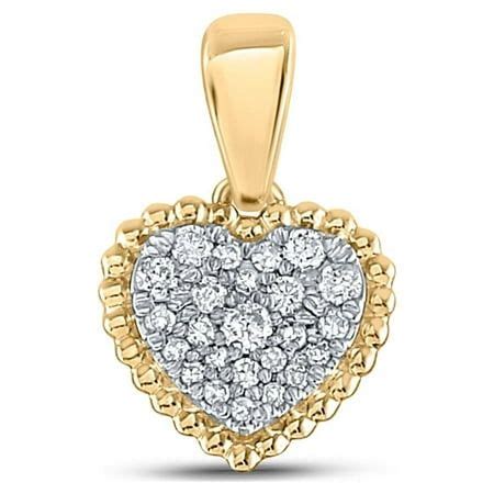 The Diamond Deal 10kt Yellow Gold Womens Round Diamond Heart Pendant 1