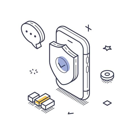 Isometric Line Art Icon Representing Internet Security Features With
